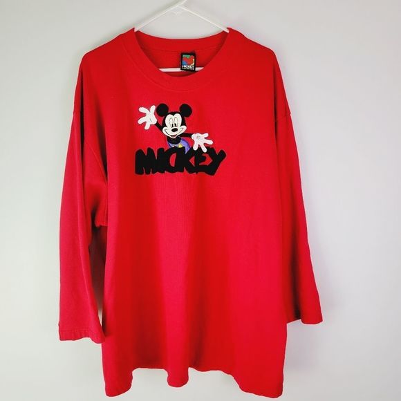 Disney | Sweaters | Disney Red Stretchy Embroidered Mickey Mouse ...